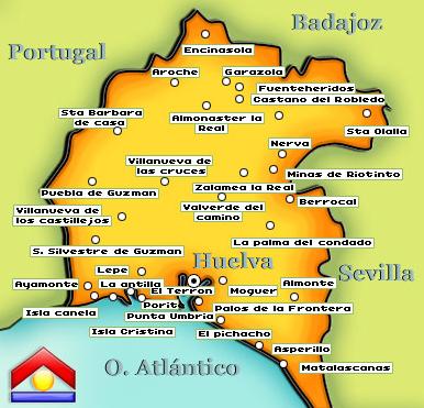 serrano: mapa de huelva